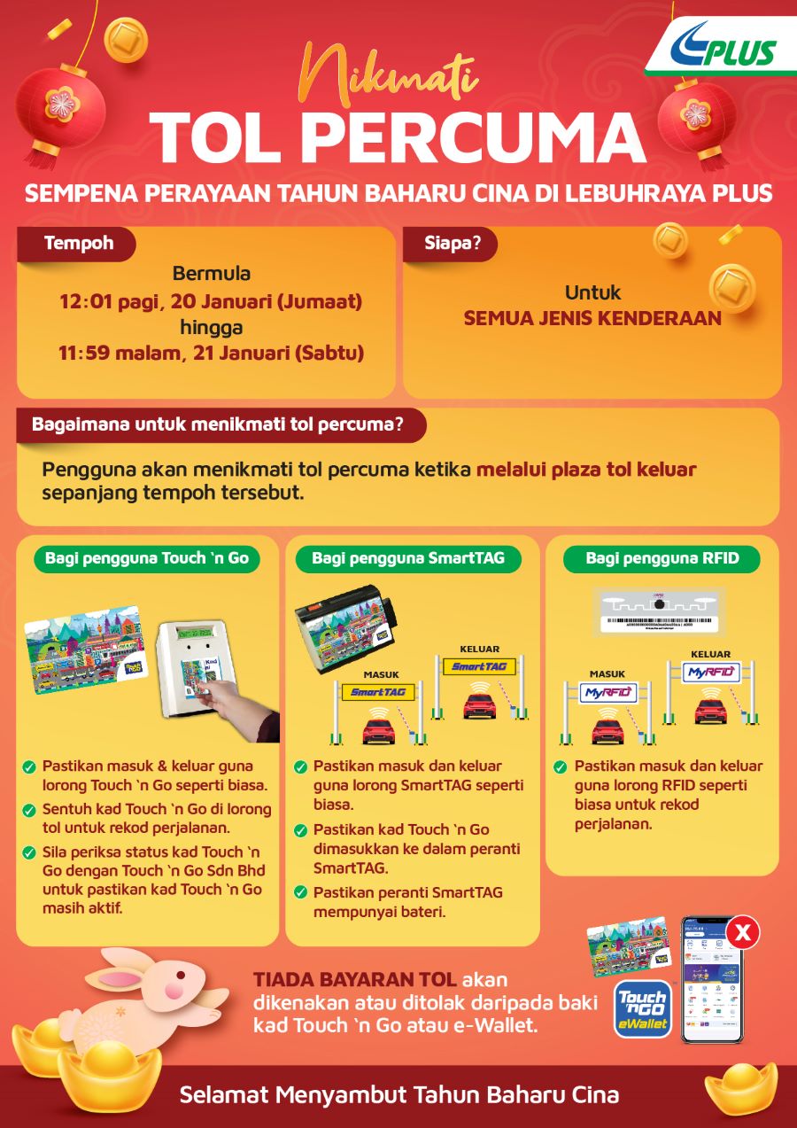 Tol percuma: PLUS saran pengguna susun jadual perjalanan balik kampung ...
